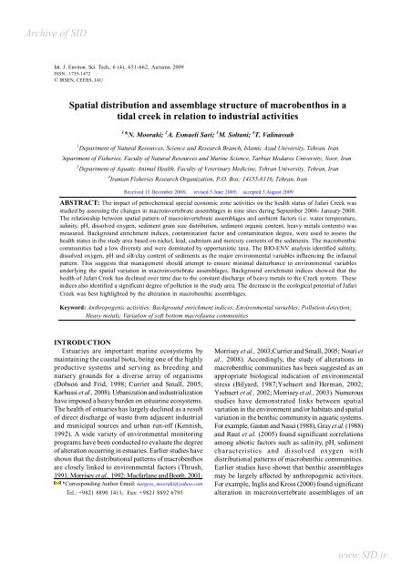 Spatial Distribution And Assemblage Structure Of Macrobenthos In A