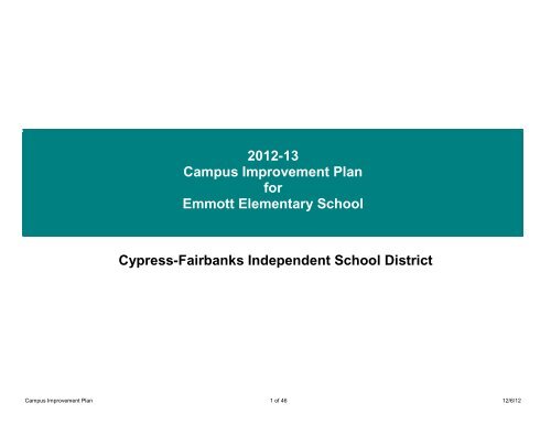 2012-13 Campus Improvement Plan for Emmott Elementary School ...