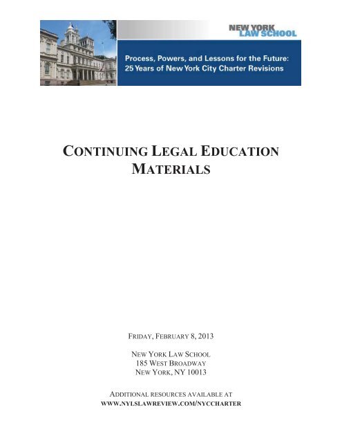 CONTINUING LEGAL EDUCATION MATERIALS - NYLS Law Review