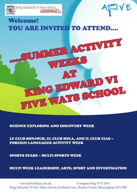 KEFW Community Summer Activity - King Edward VI Five Ways