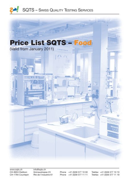 Price List SQTS – Food