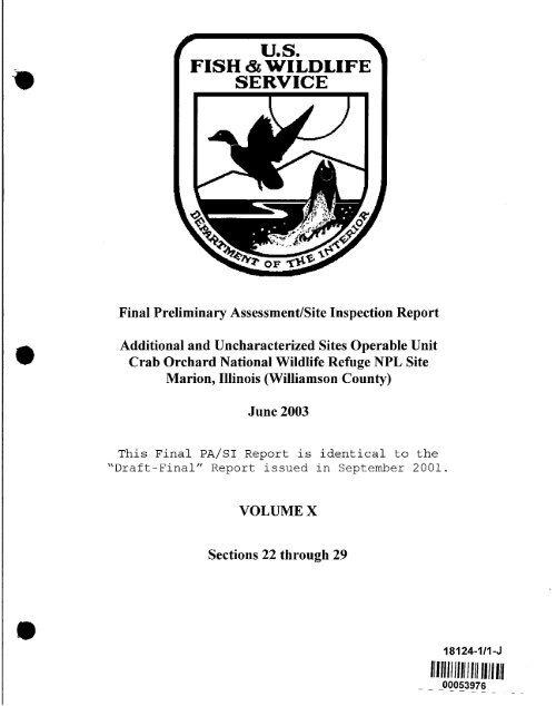 2003 Final Preliminary Assessment/Site Inspection Report Volume