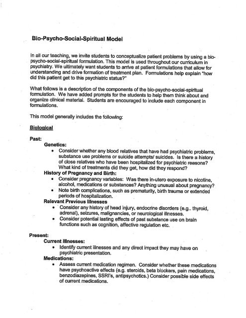 Biopsychosocial Spiritual Model