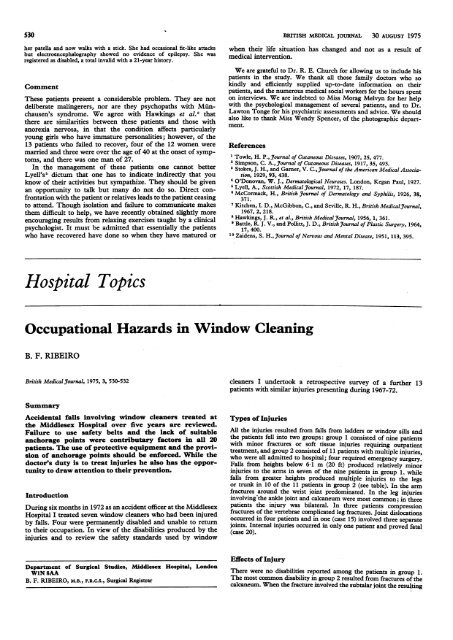 Occupational hazards in window cleaning.