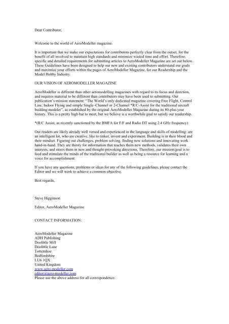 Download the Aero Modeller Contributor Guidelines