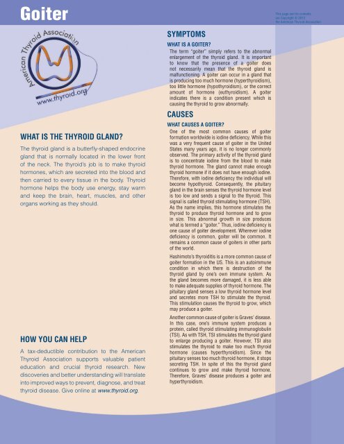 Goiter ATA Web Brochure - American Thyroid Association