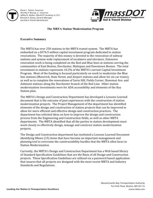The MBTA Station Modernization Program - MassDOT