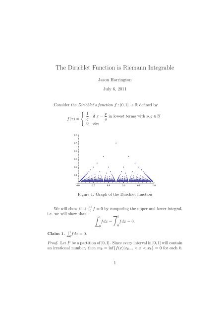 The Dirichlet Function Is Riemann Integrable