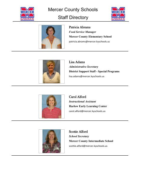Mercer County Schools Staff Directory