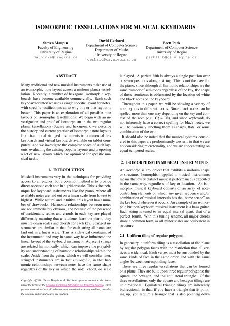 isomorphic tessellations for musical keyboards - Sound and Music ...