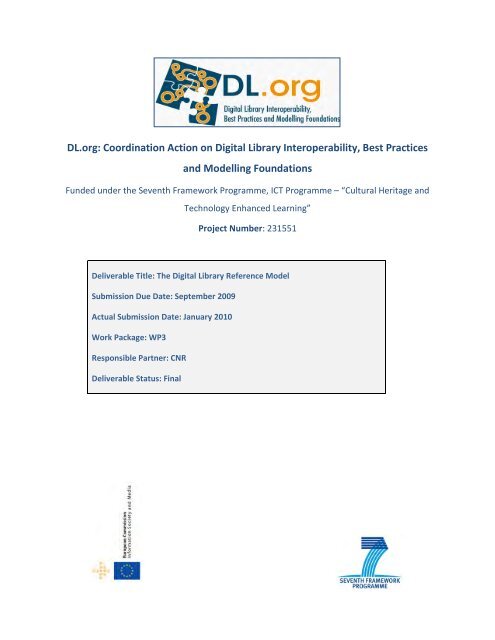 Digital Library Reference Model, V1.0 - DL.org
