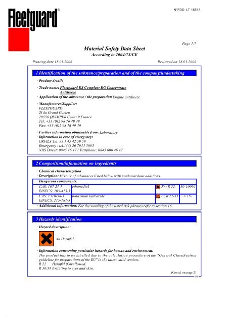 Fleetguard ES Compleat EG Concetrate Antifreeze