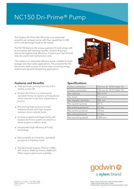 NC150 Dri-Prime® Pump - Godwin Pumps