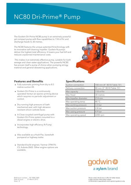 NC80 Dri-Prime® Pump - Godwin Pumps