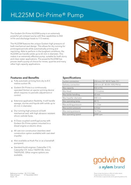 HL225M Dri-Prime® Pump - Godwin Pumps