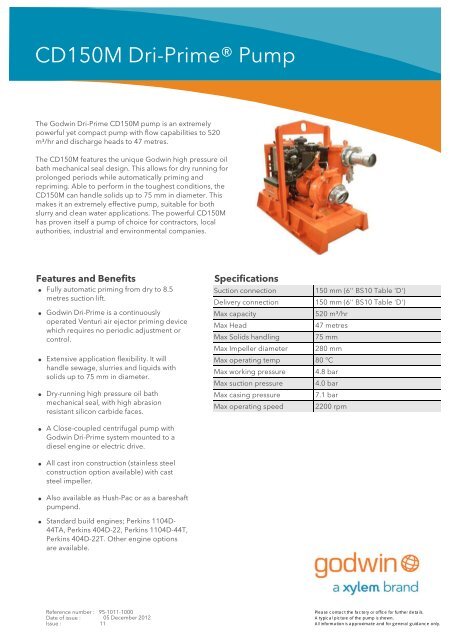 CD150M Dri-Prime® Pump - Godwin Pumps