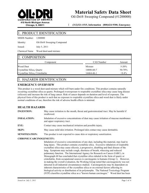 Material Safety Data Sheet - Oil-Dri