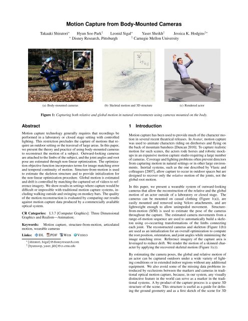 Motion Capture from Body-Mounted Cameras - Disney Research