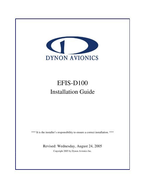 Dynon EFIS-D100 Installation Guide