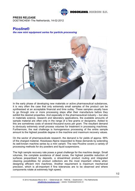 Picoline® - Hosokawa Micron BV