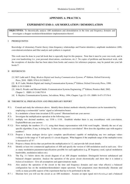 Appendix A Practica Experiment Ems 1 Am Modulation Demodulation