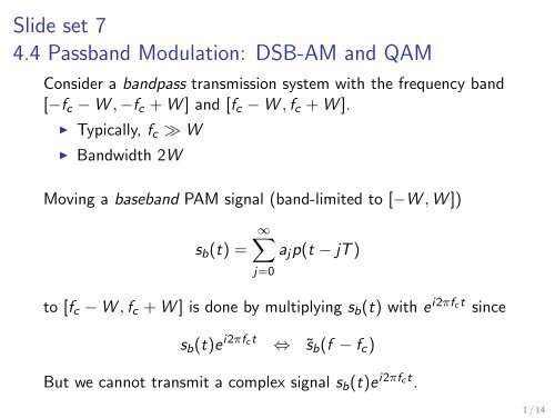 Slide set 7 4.4 Passband Modulation: DSB-AM and QAM