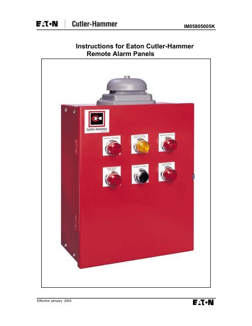 Instructions for Eaton Cutler-Hammer Remote Alarm Panels