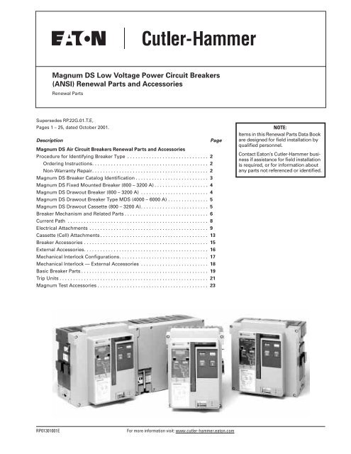 Magnum DS Low Voltage Power Circuit Breakers - Tri-State ...