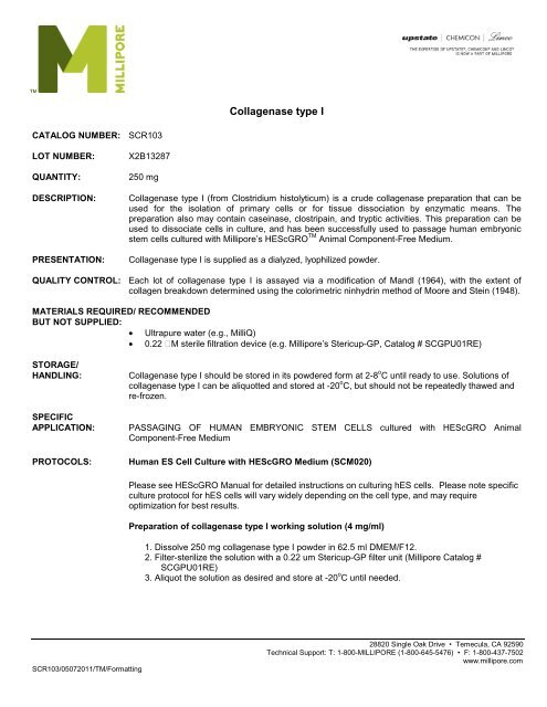 Collagenase type I - Millipore