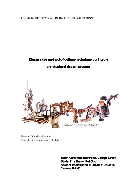 ARC 6989: REFLECTIONS IN ARCHITECTURAL DESIGN