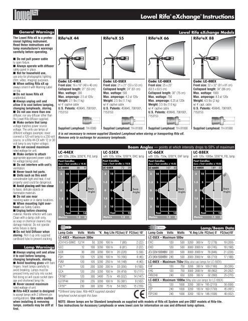 Lowel Rifa® eXchange® Instructions