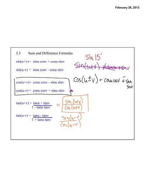 5 3 Sum And Difference Formulas Sin u v Sinu Cosv Cosu Sinv 5-3-sum-and-difference-formulas-sin-u-v-sinu-cosv-cosu-sinv