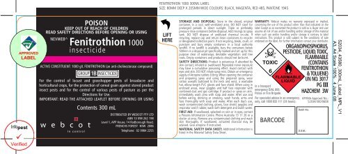 Rural Control Fenitrothion 1000 - Label