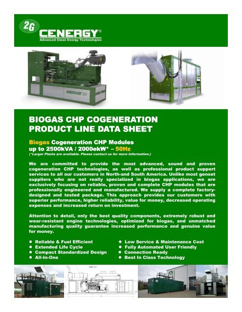 BIOGAS CHP COGENERATION PRODUCT LINE ... - 2G Cenergy