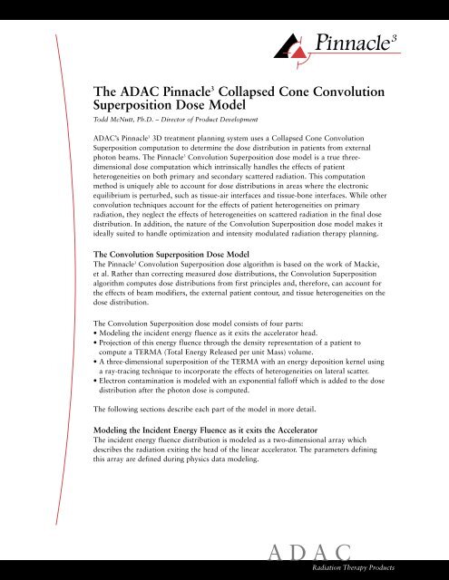 The ADAC Pinnacle3 Collapsed Cone Convolution Superposition ...
