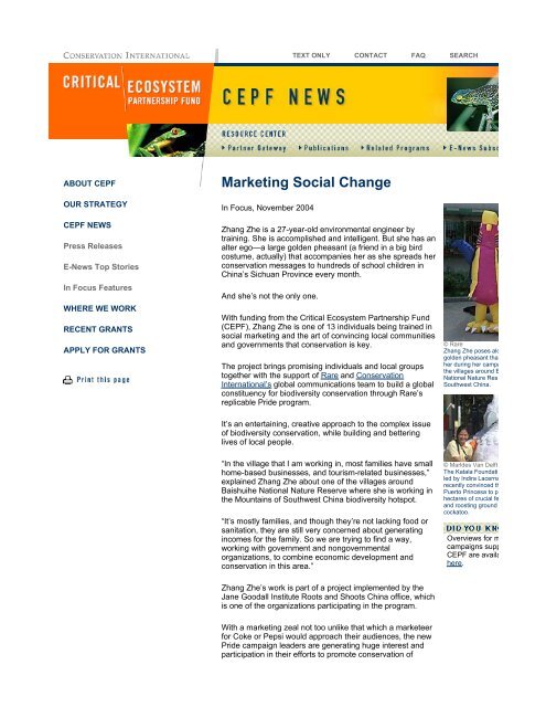 ABOUT CEPF OUR STRATEGY C