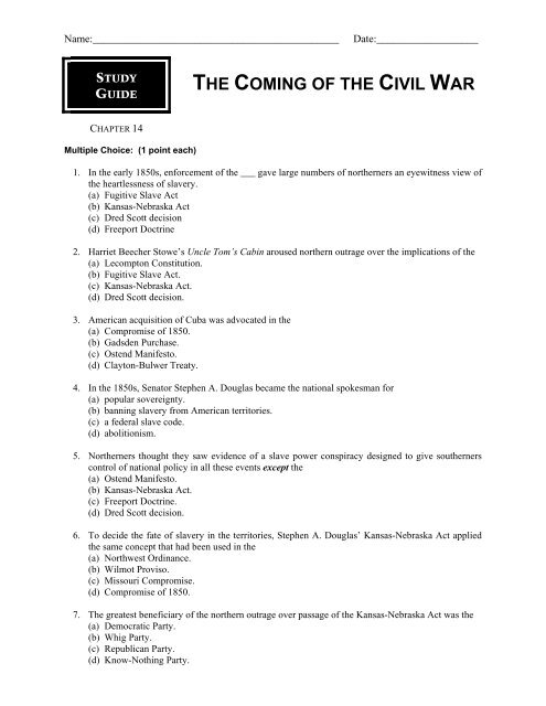 Chapter 14 Study Guide