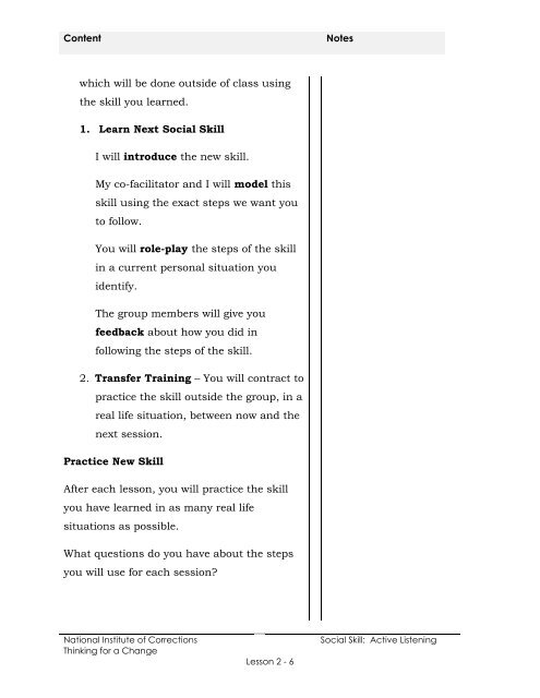 Content Notes which will