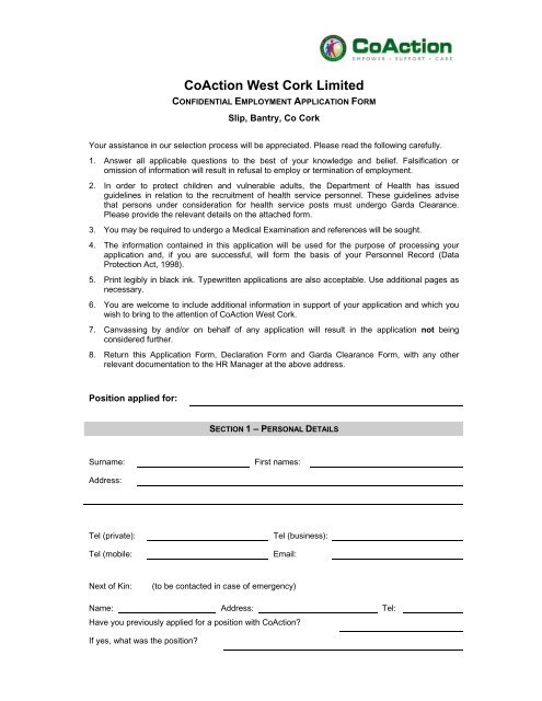 CoAction Application Form