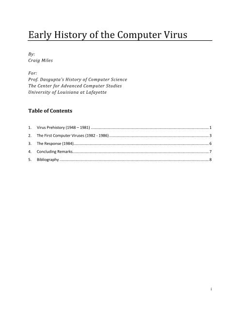 Early History of the Computer Virus - Craig Miles