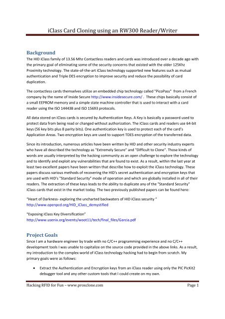 iClass Card Cloning using an RW300 Reader/Writer - ProxClone