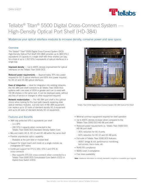 Tellabs Titan 5500 Digital Cross-Connect System - High-Density ...