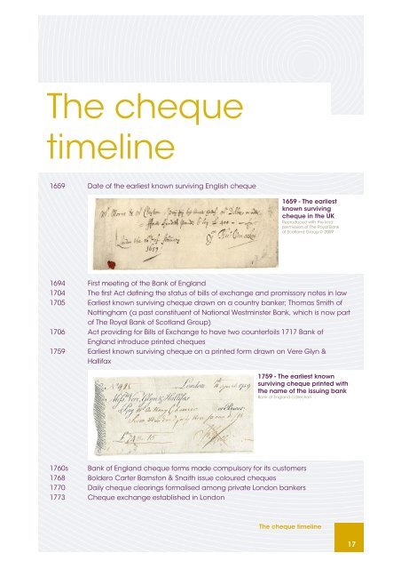 The cheque timeline 1659