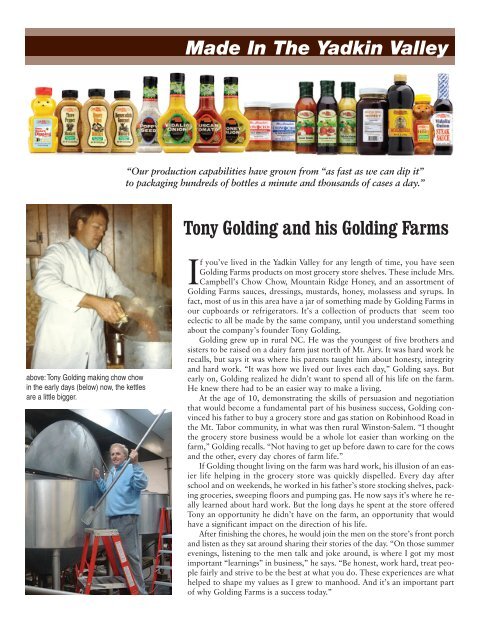 Made In The Yadkin Valley Tony Golding and his Golding Farms