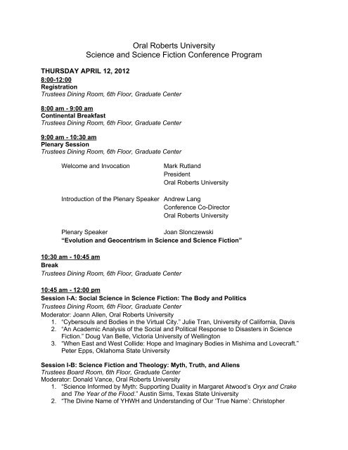 Conference Program - Oral Roberts University