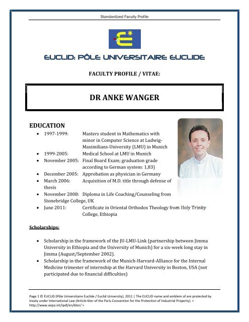 dr anke wanger education - Euclid University