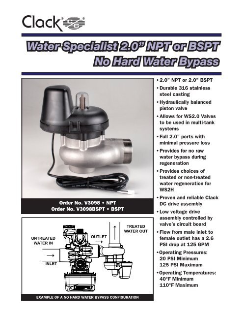 Clack WS2 No hard water bypass manual - Dime WATER
