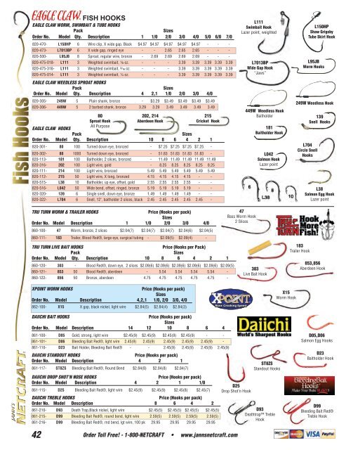 FISH HOOKS EAGLE CLAW WOR