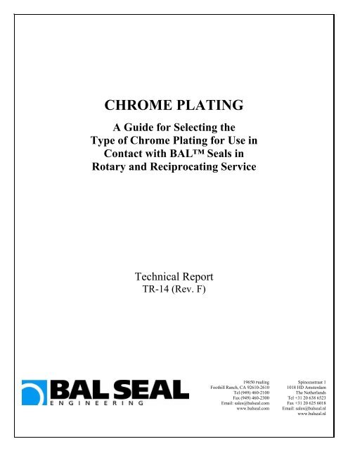 CHROME PLATING - Bal Seal Engineering, Inc.