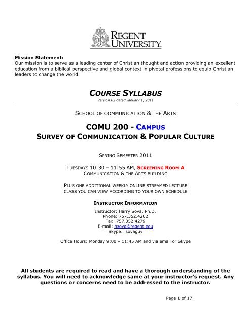 View Syllabus - Regent University